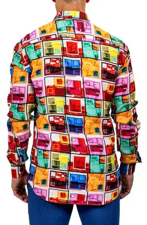 MACEOO Fibonacci Marthyr 0299 Contemporary Fit Button-up Shirt - Red