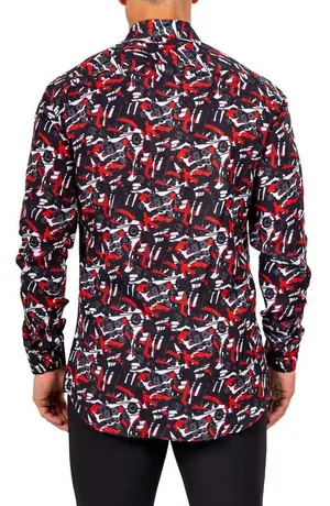 MACEOO Fibonacci Marthyr 0284 Contemporary Fit Button-up Shirt - Black