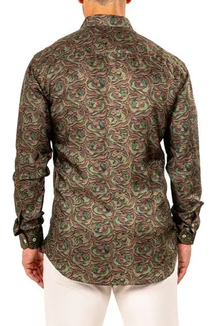 MACEOO Fibonacci Marthyr 0244 Contemporary Fit Button-up Shirt - Green