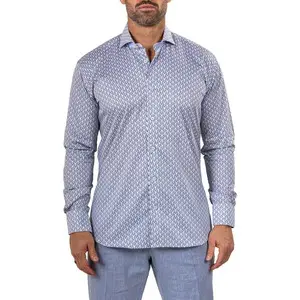 MACEOO Einstein Marthyr 0245 Contemporary Fit Button-up Shirt - White Blue