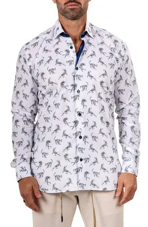 MACEOO Fibonacci Marthyr 0316 Contemporary Fit Button-up Shirt - White