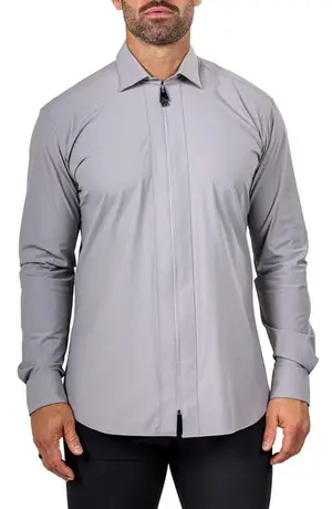 MACEOO Fibzip Marthyr Knit Zip-up Shirt - Grey