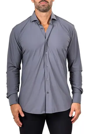 MACEOO Eins Shaped Fit Marthy3014 Knit Button-up Shirt - Grey