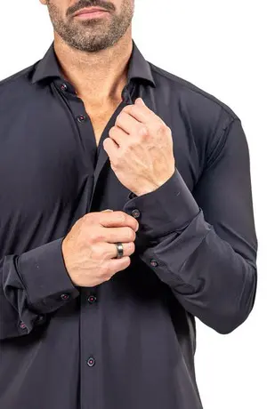 MACEOO Eins Shaped Fit Marthy3013 Knit Button-up Shirt - Black