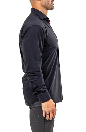 MACEOO Eins Shaped Fit Marthy3013 Knit Button-up Shirt - Black