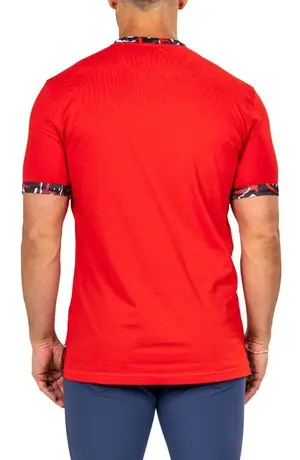 MACEOO Edison Marthyr0007 Cotton V-neck T-shirt - Red