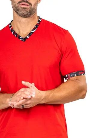 MACEOO Edison Marthyr0007 Cotton V-neck T-shirt - Red