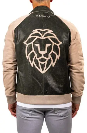 MACEOO Leather Bomber Jacket