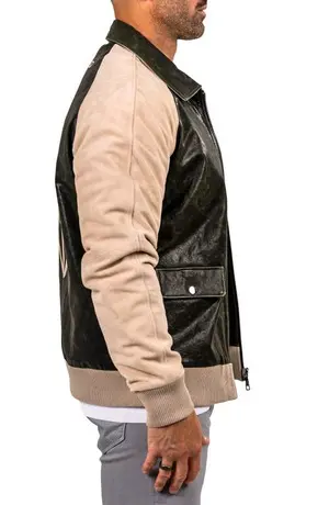 MACEOO Leather Bomber Jacket