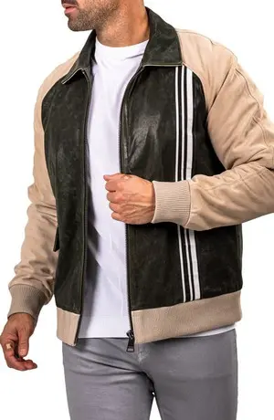 MACEOO Leather Bomber Jacket