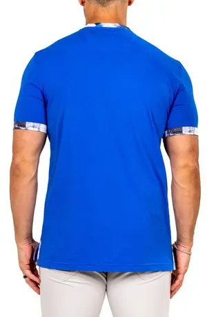 MACEOO Edison Marthyr0009 Cotton V-neck T-shirt - Blue