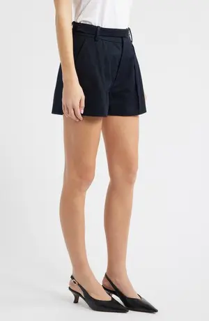FRAME The Soho Belted Cotton Shorts - Navy