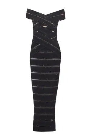 Balmain Mesh Knit Bodycon Dress - Black
