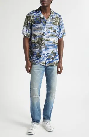 Double Rl Tropical Print Camp Shirt
