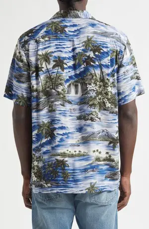 Double Rl Tropical Print Camp Shirt