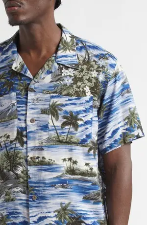 Double Rl Tropical Print Camp Shirt
