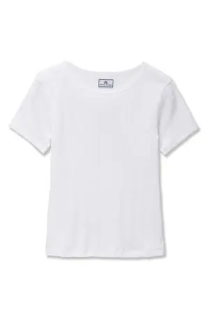 PETITE PLUME Pima Cotton Pointelle T-shirt - White