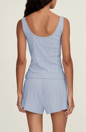 PETITE PLUME Pima Cotton Pointelle Tank - Blue