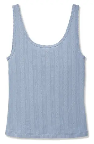 PETITE PLUME Pima Cotton Pointelle Tank - Blue