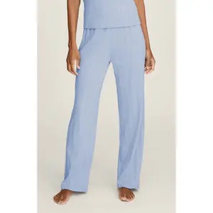 PETITE PLUME Pima Cotton Pointelle Pajama Pants - Blue