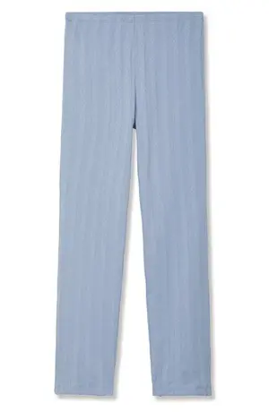 PETITE PLUME Pima Cotton Pointelle Pajama Pants - Blue