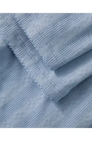 PETITE PLUME Pima Cotton Pointelle Pajama Pants - Blue