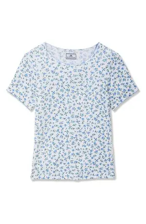 PETITE PLUME Pima Cotton Pointelle T-shirt - Blue
