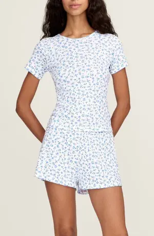 PETITE PLUME Pima Cotton Pointelle T-shirt - Blue