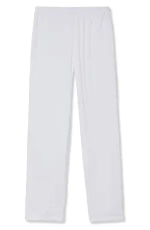 PETITE PLUME Pima Cotton Pointelle Pants - White