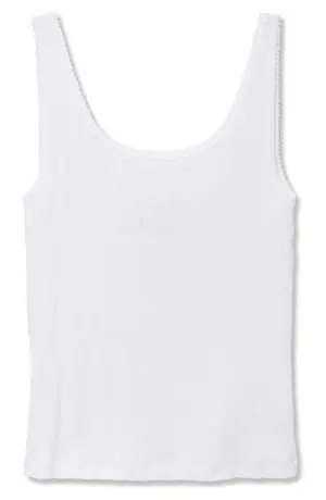 PETITE PLUME Pima Cotton Pointelle Tank - White