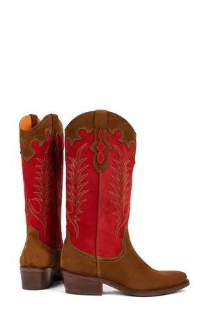 Penelope Chilvers Jolene Cowboy Boot - Peat/red