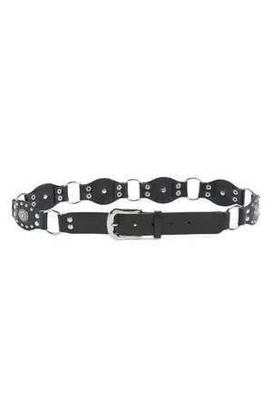 Bp. Studded Faux Leather Belt With O-ring - Black