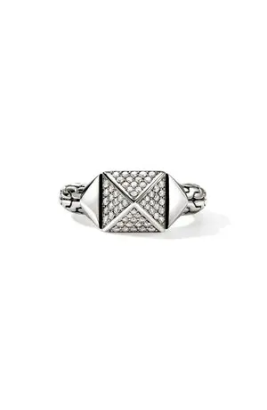 John Hardy Icon Stud Ring With Pavé Diamonds - Silver