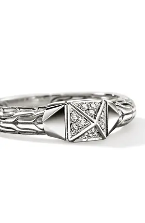 John Hardy Icon Stud Ring With Pavé Diamonds - Silver