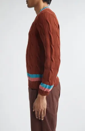 BODE Cable Knit Cotton Tennis Sweater