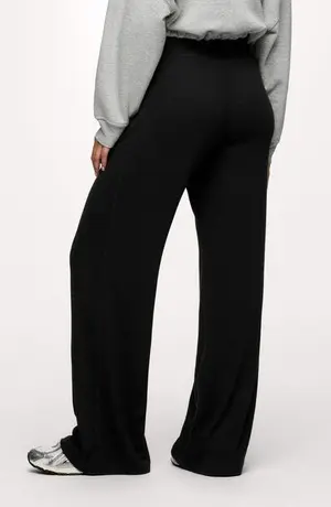 NUUDS Slinky High Waist Wide Leg Rib Pants