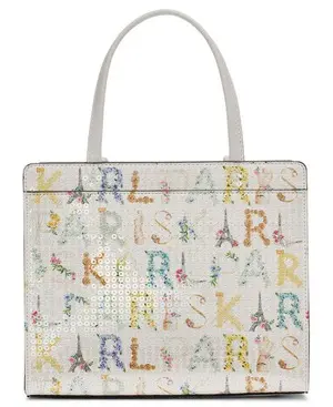 Karl Lagerfeld Paris Sequined Satchel With Charm - Black Multi