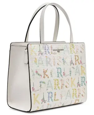 Karl Lagerfeld Paris Sequined Satchel With Charm - Black Multi