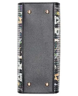 Karl Lagerfeld Paris Sequined Satchel With Charm - Black Multi
