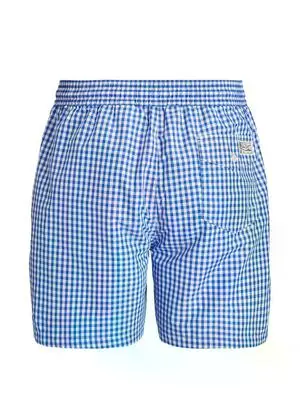 Polo Ralph Lauren Gingham Embroidered Swim Trunks - Blue
