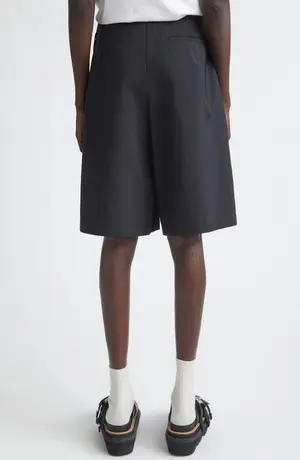 Tao Comme Des Garçons Pleated Tropical Wool-blend Shorts