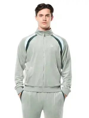 SERGIO TACCHINI Banda Velour Track Jacket - Slate Gray