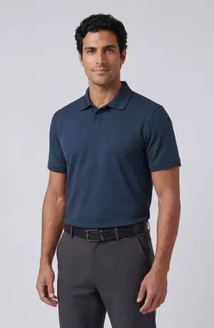 JACK ARCHER Clubhouse Pique Polo Tidal Blue