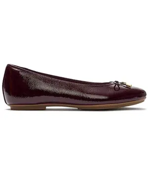 Fitflop Delicato Bow Patent Leather Ballerinas - Cherry