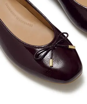 Fitflop Delicato Bow Patent Leather Ballerinas - Cherry