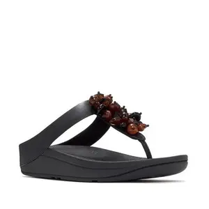 Fitflop Fino Bead-cluster Toe-post Sandals - Black/brown