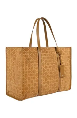Sandro Split Leather Shopper With Pouch - Camel