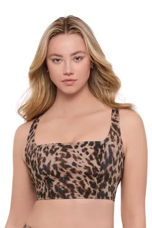 S3 APPAREL Supportive Sculpting Square Neck Lace Back Midkini Top - Dolce Leopard