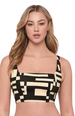S3 APPAREL Supportive Sculpting Square Neck Lace Back Midkini Top - Off Grid