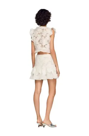 Sandro Short Flared Guipure Skirt